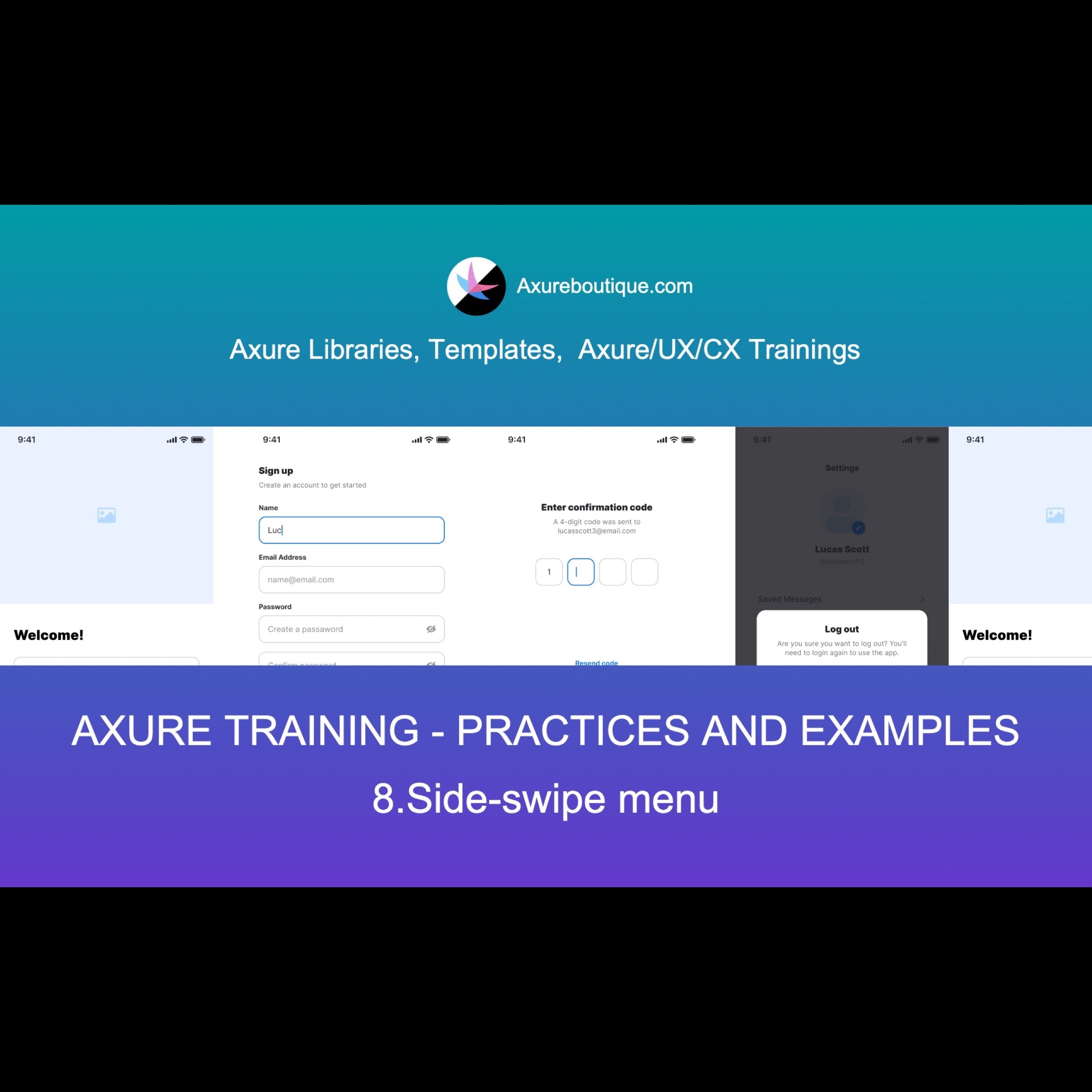 Axure Tutorial-Practices and Examples: 8.Side-Swipe Menu – AxureBoutique